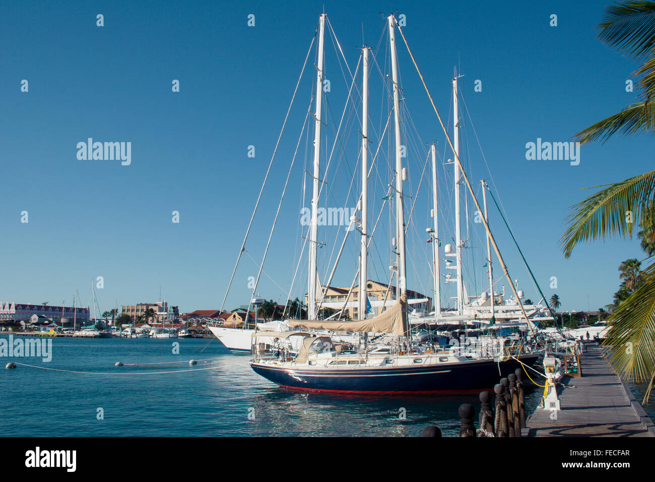 Pier of Seaport Village Marina, Oranjestad Aruba Stock Photo - Alamy