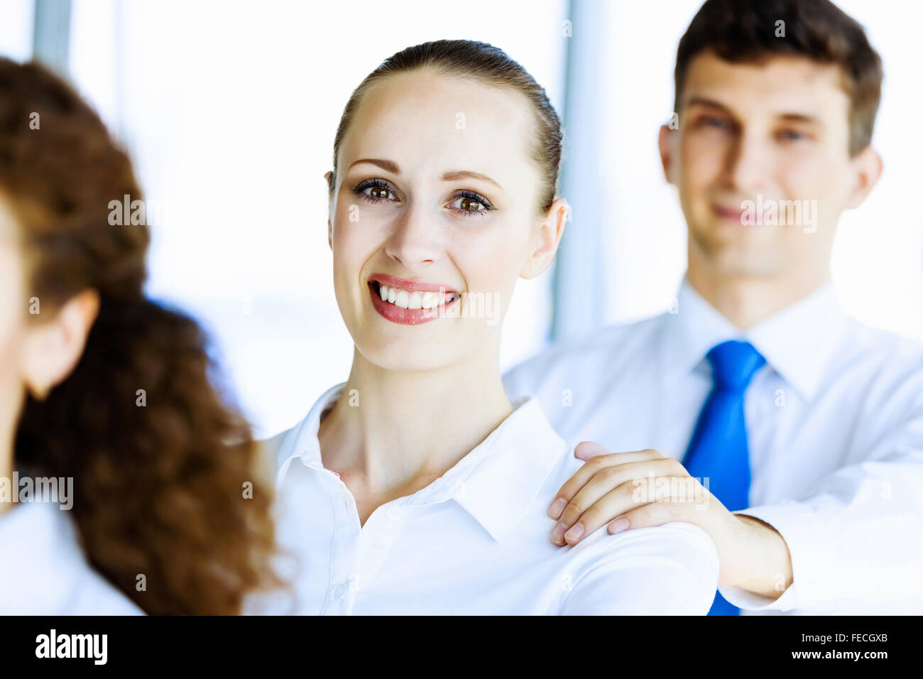 Image of business people standing in line. Team work concept Stock ...