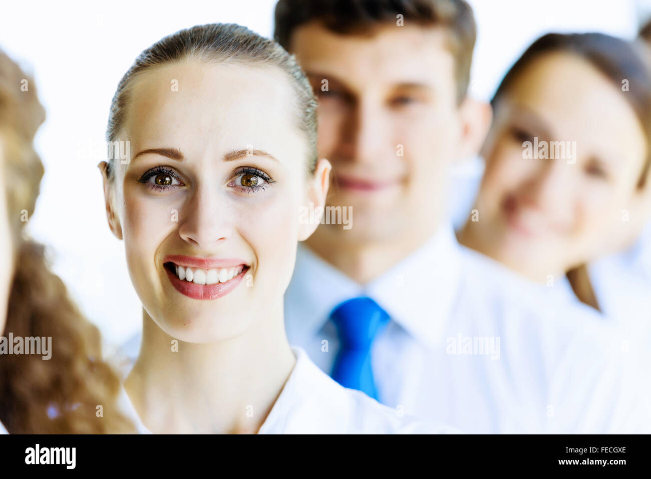Image of business people standing in line. Team work concept Stock ...