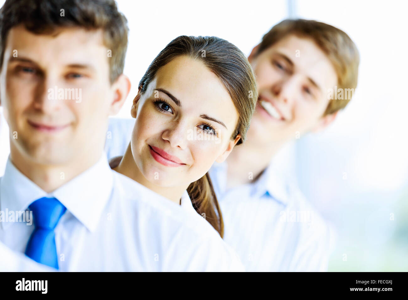 Image of business people standing in line. Team work concept Stock ...