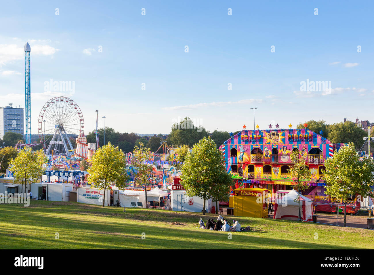 General view of part of the Goose Fair site in the daytime, Nottingham ...