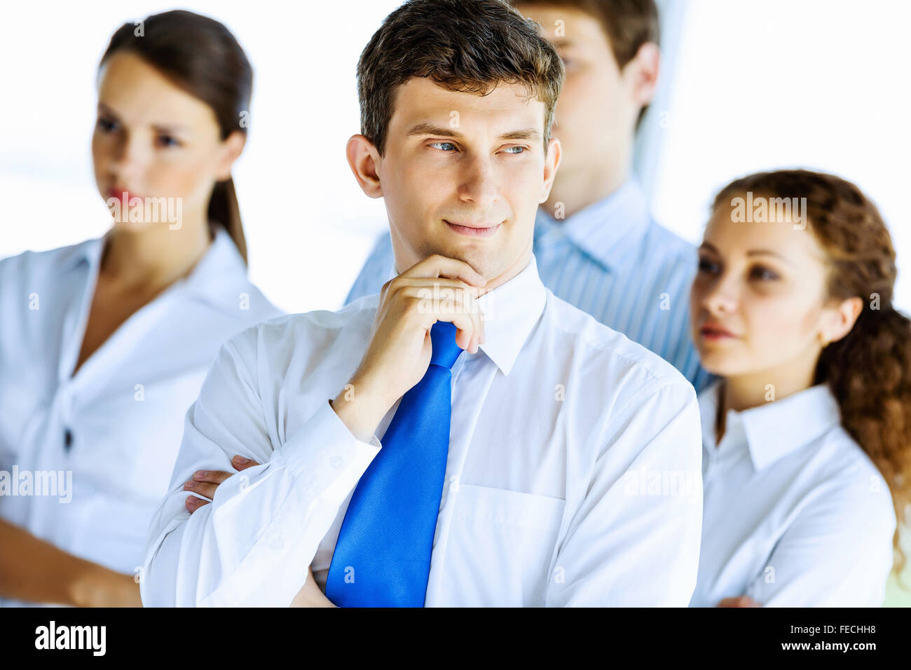 Image of group of thoughtful business people. Interaction concept Stock ...