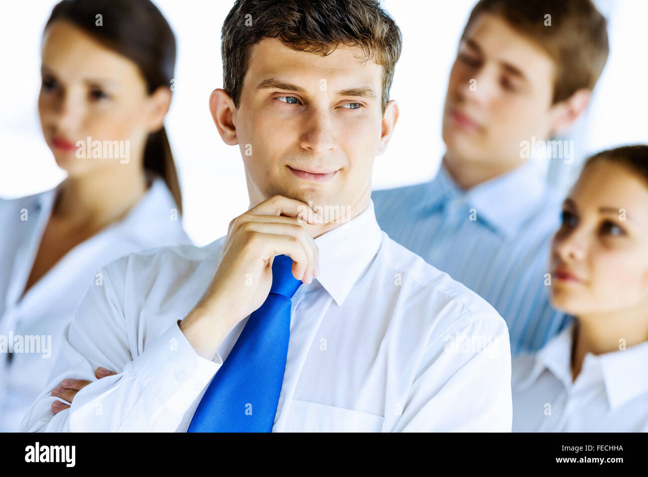 Image of group of thoughtful business people. Interaction concept Stock ...