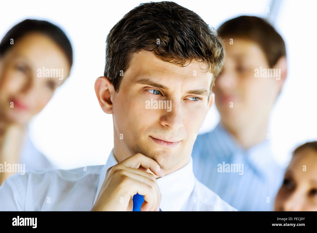 Image of group of thoughtful business people. Interaction concept Stock ...