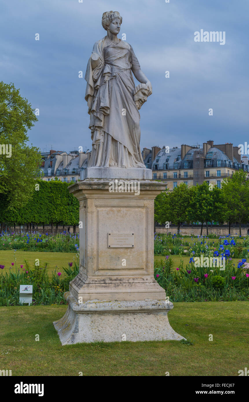 Classical statues adorn the public parks and gardens of Paris, France ...
