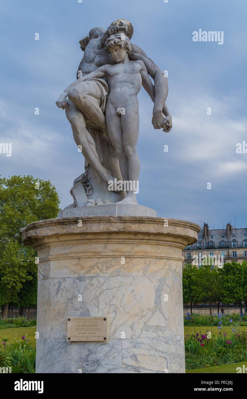 Classical statues adorn the public parks and gardens of Paris, France ...