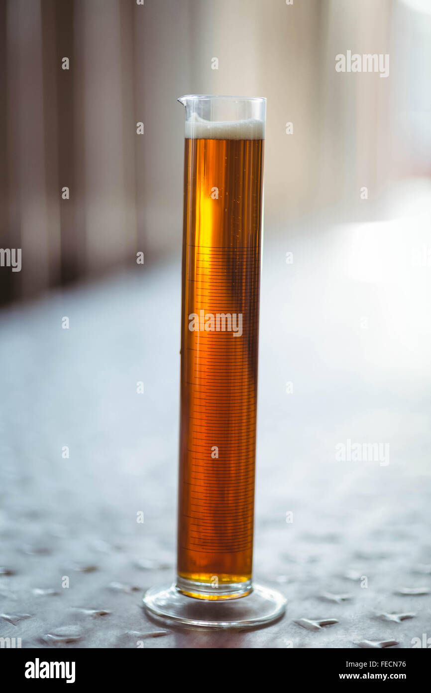 Sample of beer in beaker Stock Photo - Alamy