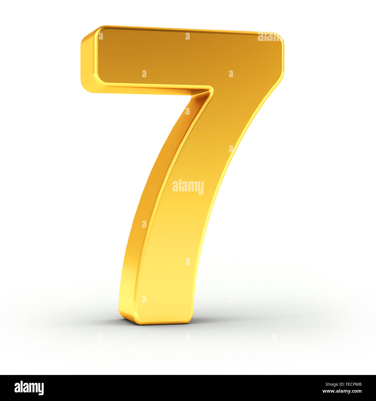The number seven as a polished golden object Stock Photo - Alamy