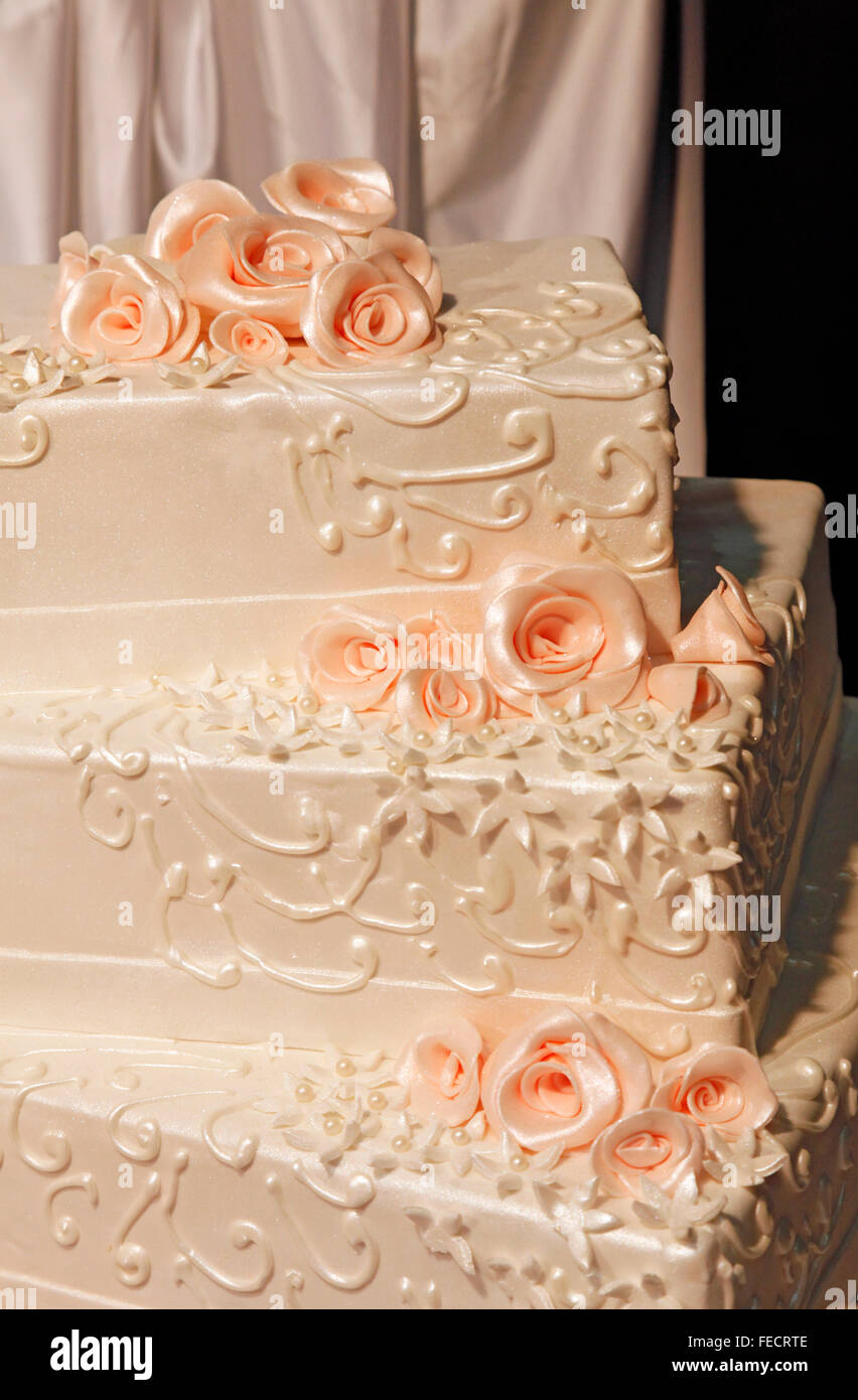 Delicious decorated wedding cake Stock Photo - Alamy
