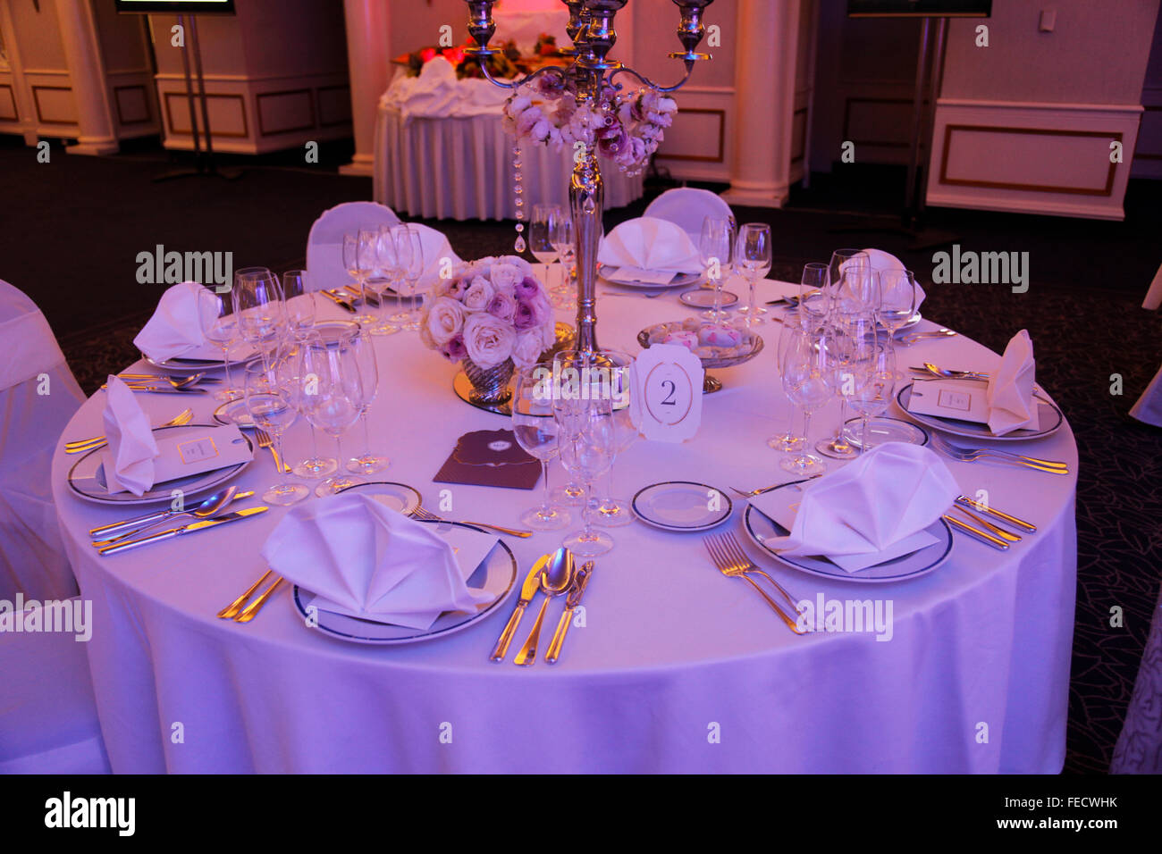 Beautiful table set for wedding Stock Photo - Alamy