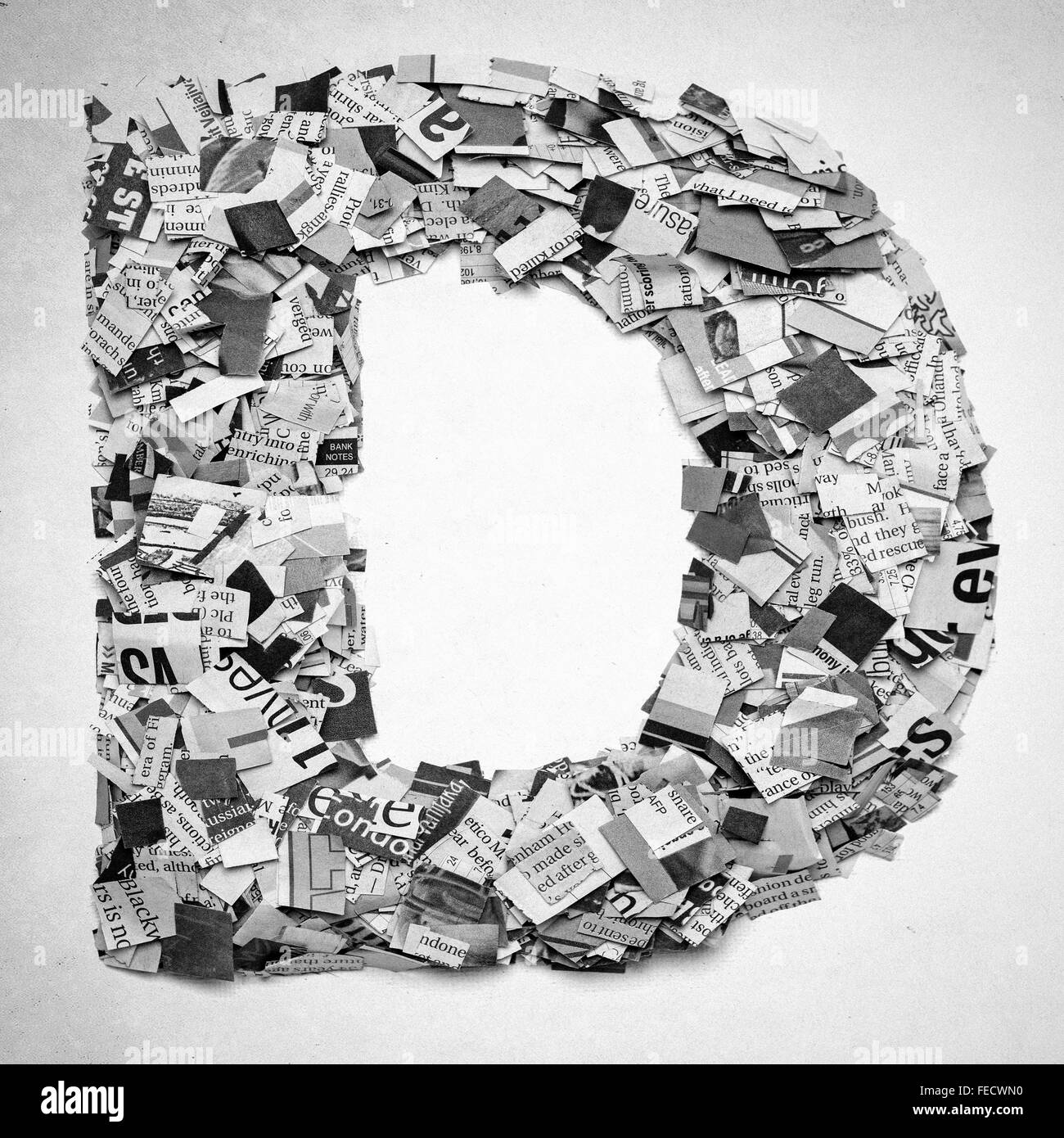 Monochrome letters made out of Newspaper Stock Photo - Alamy