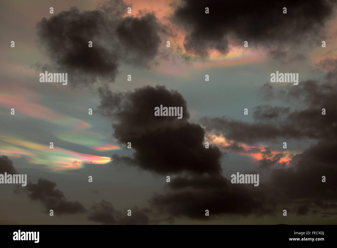Bizarre lighting effects in nacreous clouds at sunset over Ambleside ...