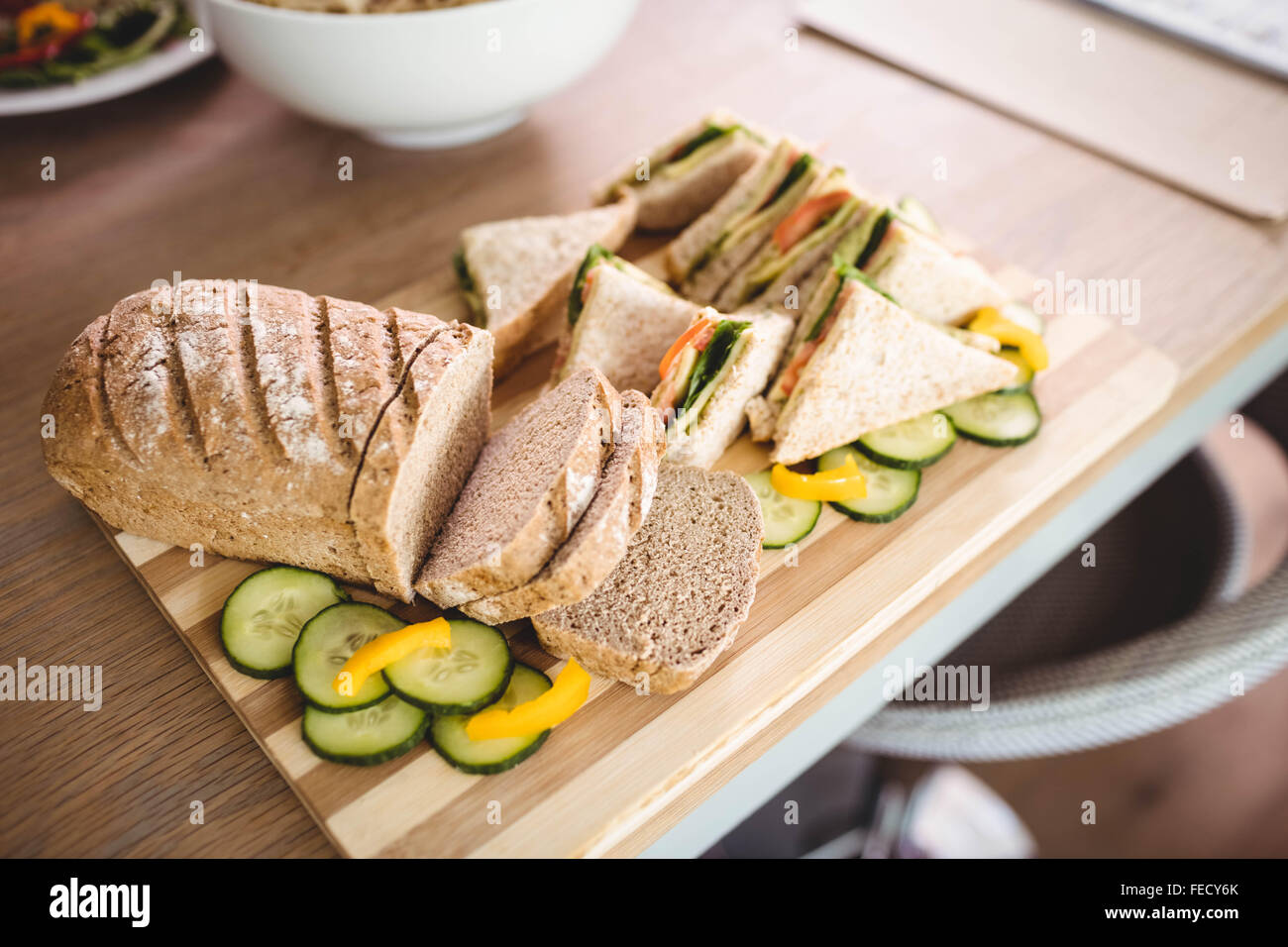 Tray of bread and sandwiches Stock Photo - Alamy
