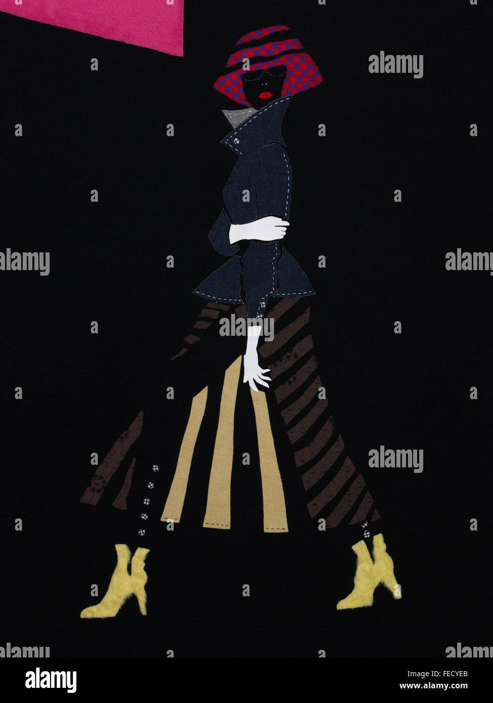 Cloth samples female form on a black background. Vertical Stock Photo ...