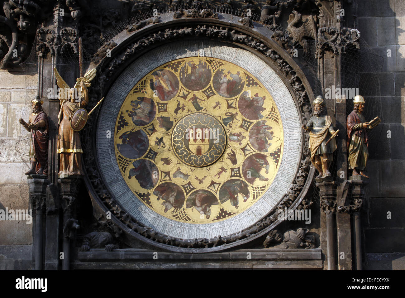 Famous medieval astronomical clock in Prague, Czech Republic Stock ...