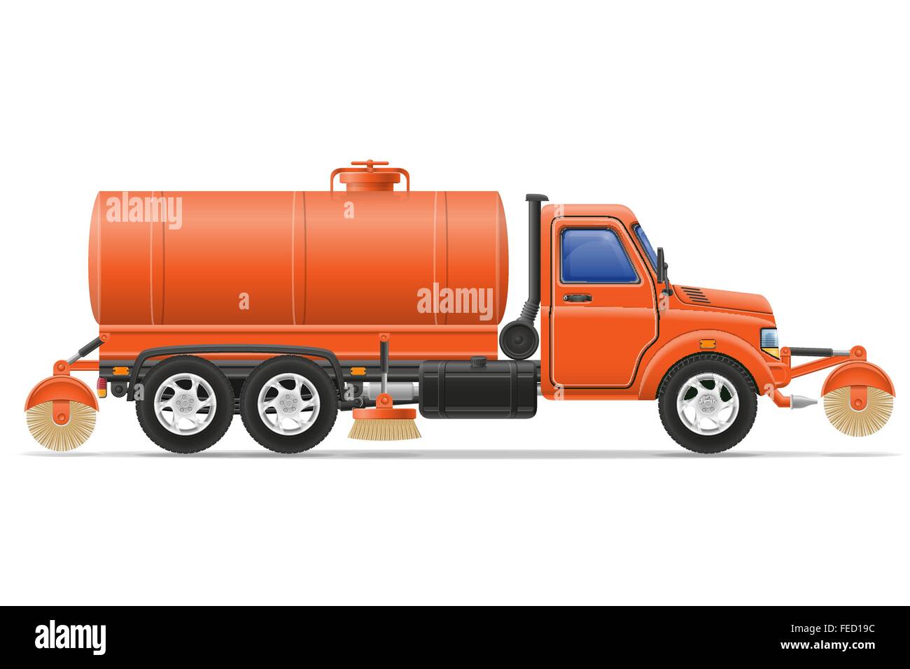 cargo truck cleaning and watering the road vector illustration isolated ...