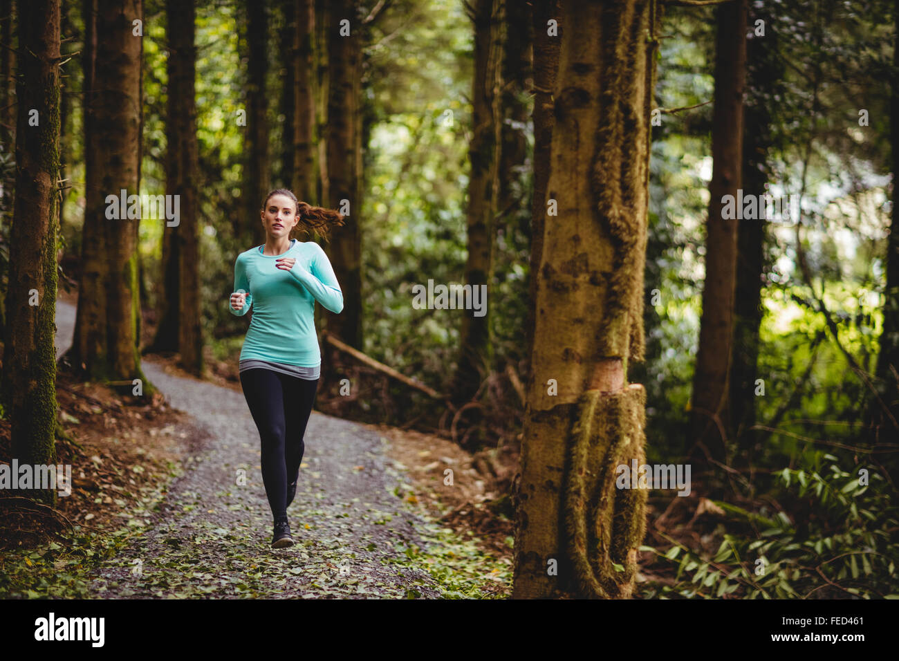 Fit brunette make a run Stock Photo - Alamy