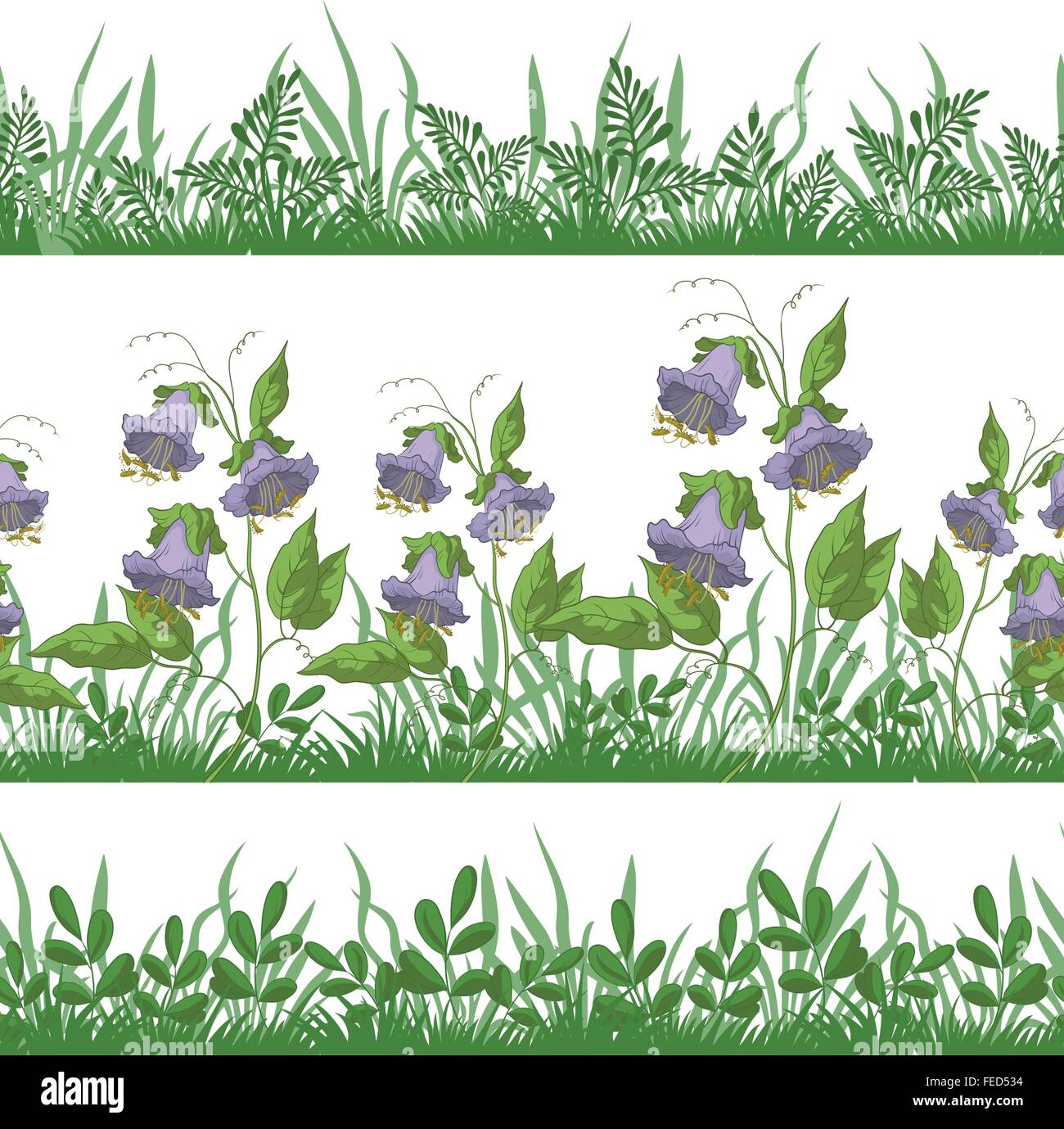 Flowers and grass, set seamless Stock Vector Image & Art - Alamy