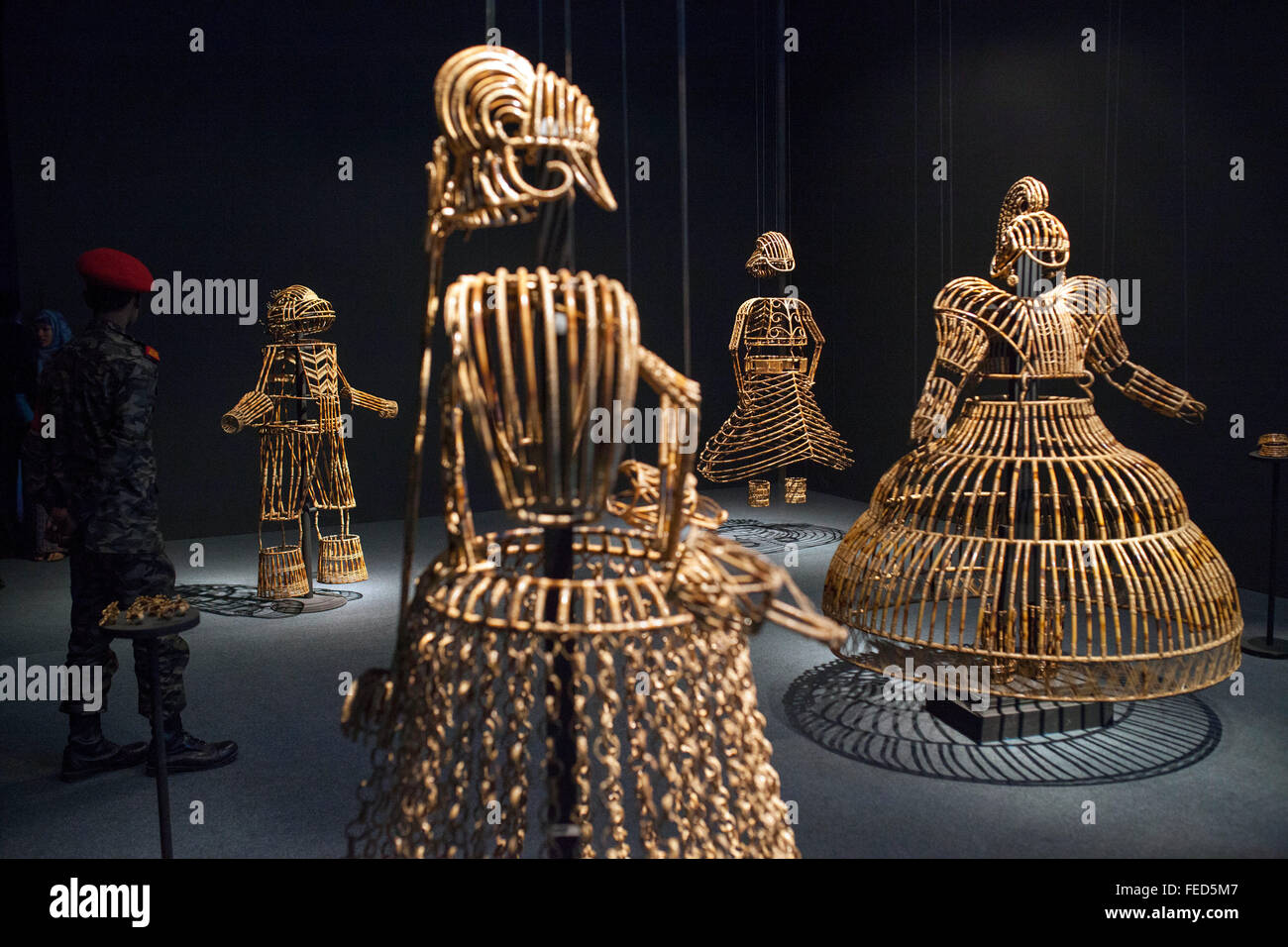 Dhaka, Bangladesh. February 05, 2016. People visit display at Dhaka Art ...