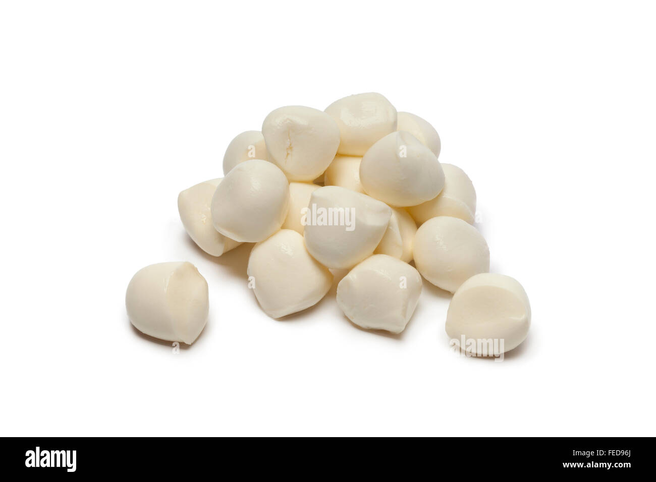 Fresh baby Mozzarella on white background Stock Photo - Alamy