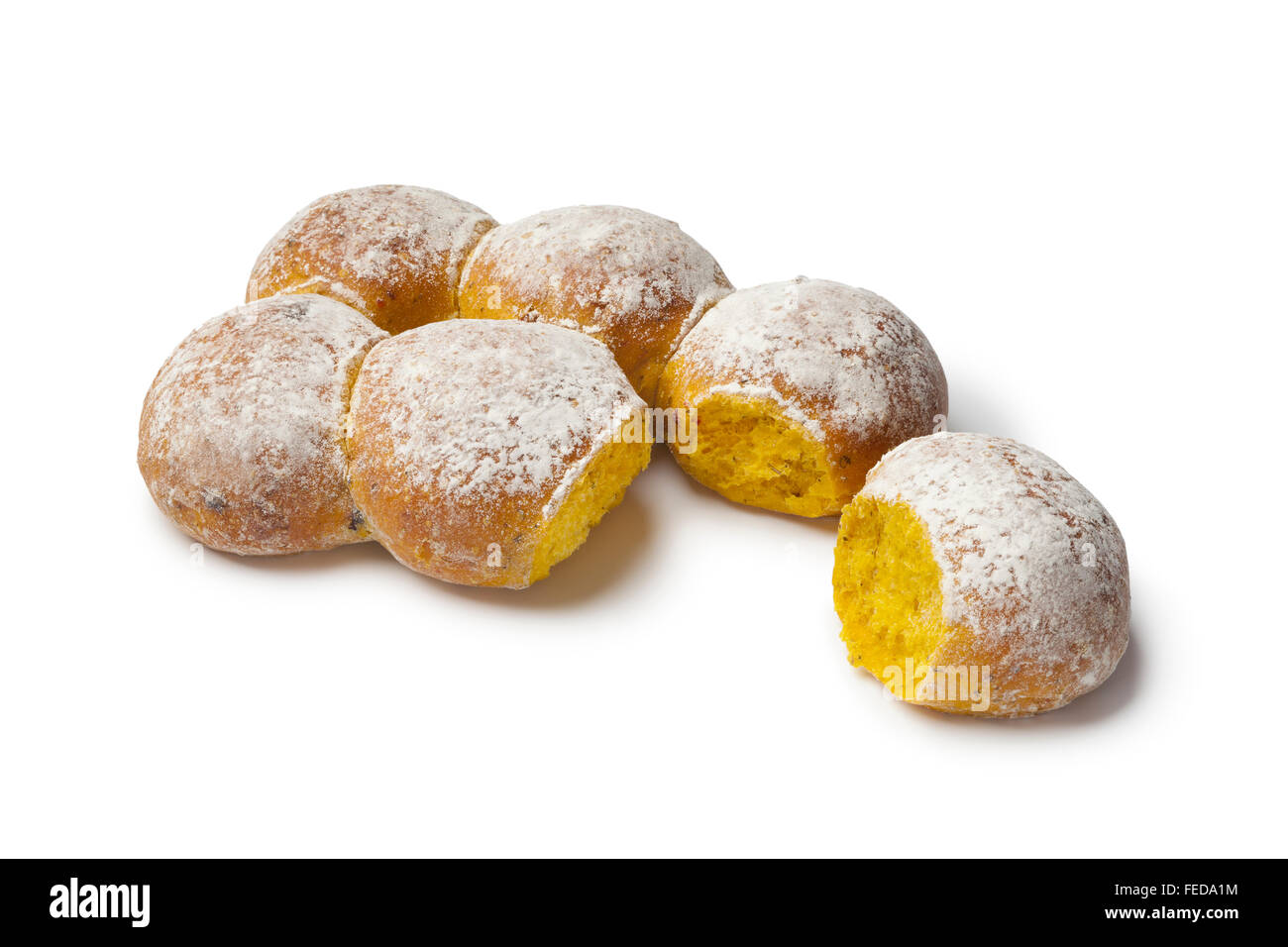 Fresh saffron bread on white background Stock Photo - Alamy