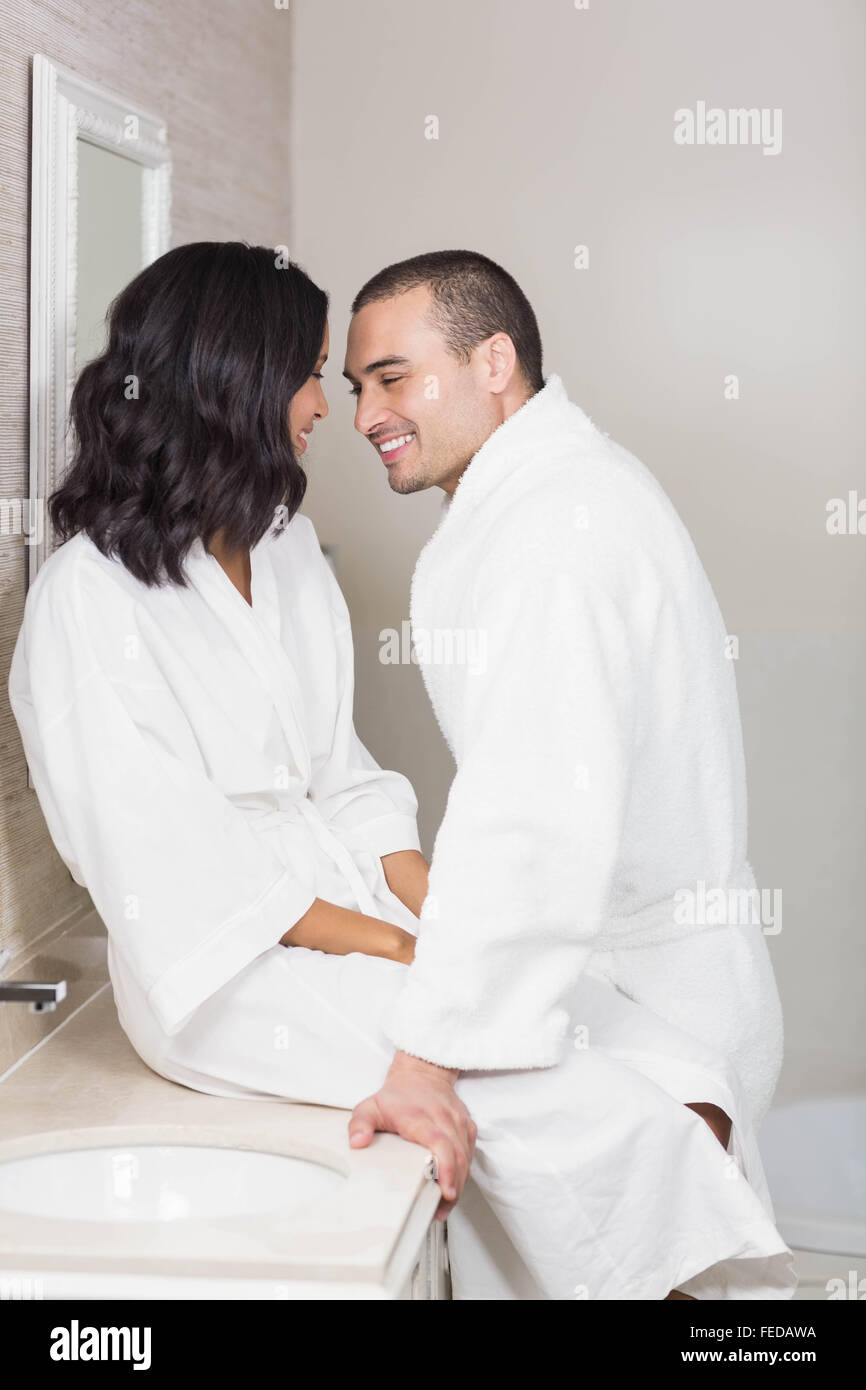 Couple in bathrobe hi-res stock photography and images - Alamy