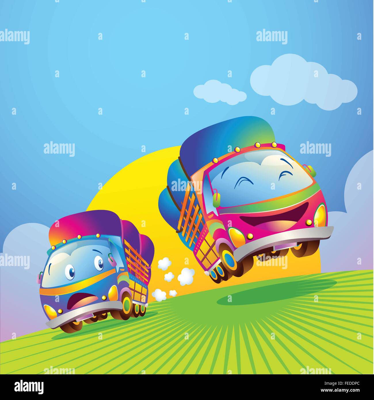 cute truck cartoon running happy Stock Vector Image & Art - Alamy