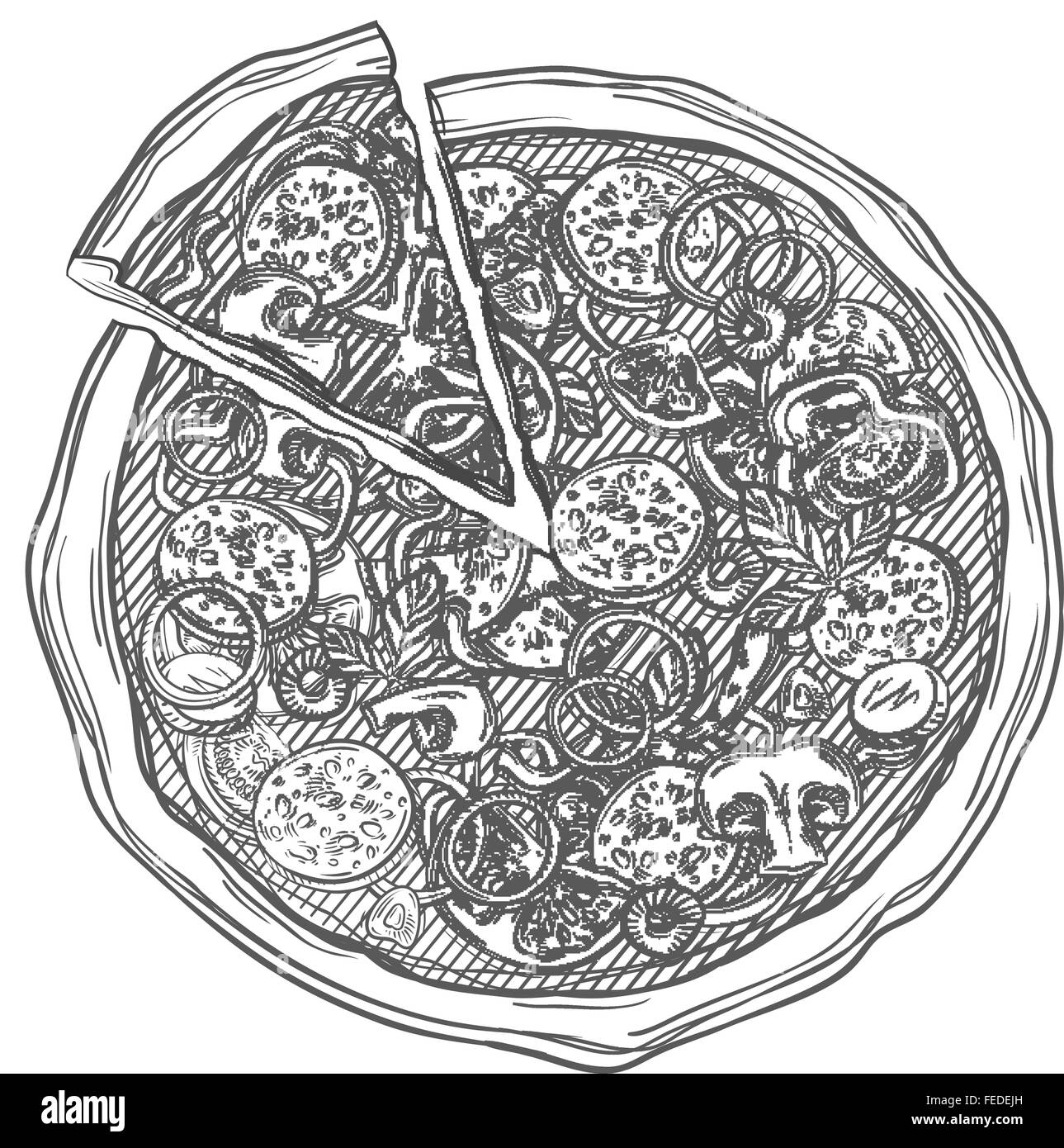 Hand slice pizza on Black and White Stock Photos & Images - Alamy