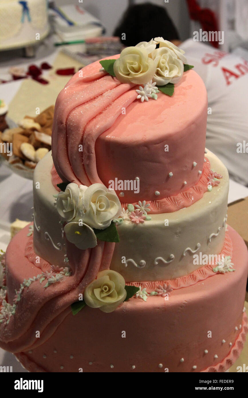 Delicious decorated wedding cake Stock Photo - Alamy