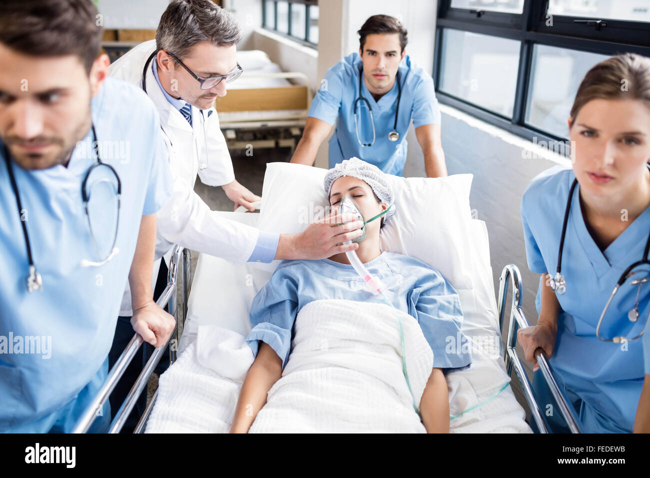 Doctor patient on hospital trolley hi-res stock photography and images ...