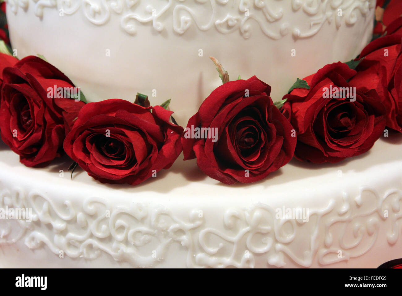 Delicious decorated wedding cake Stock Photo - Alamy