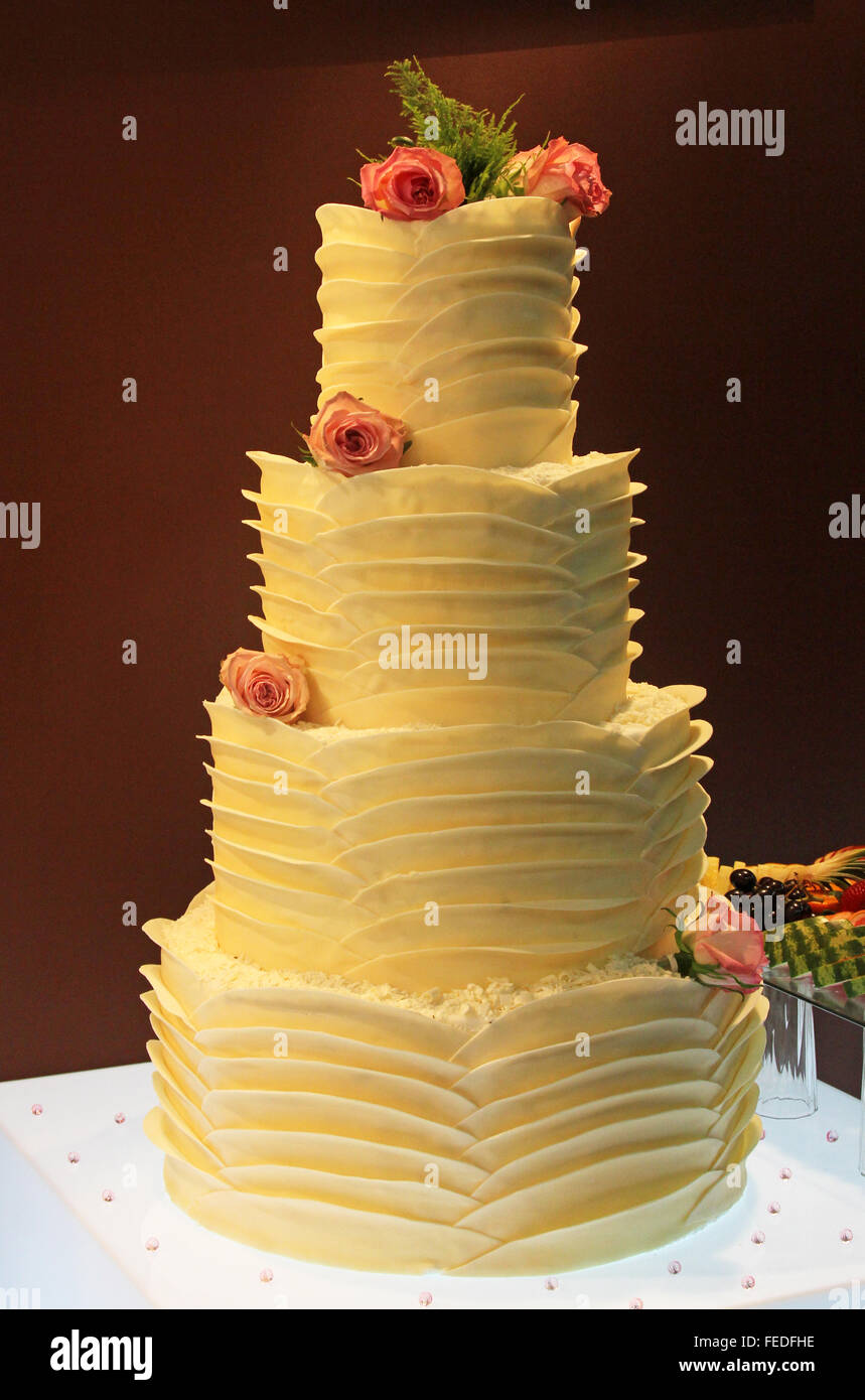 Delicious decorated wedding cake Stock Photo - Alamy