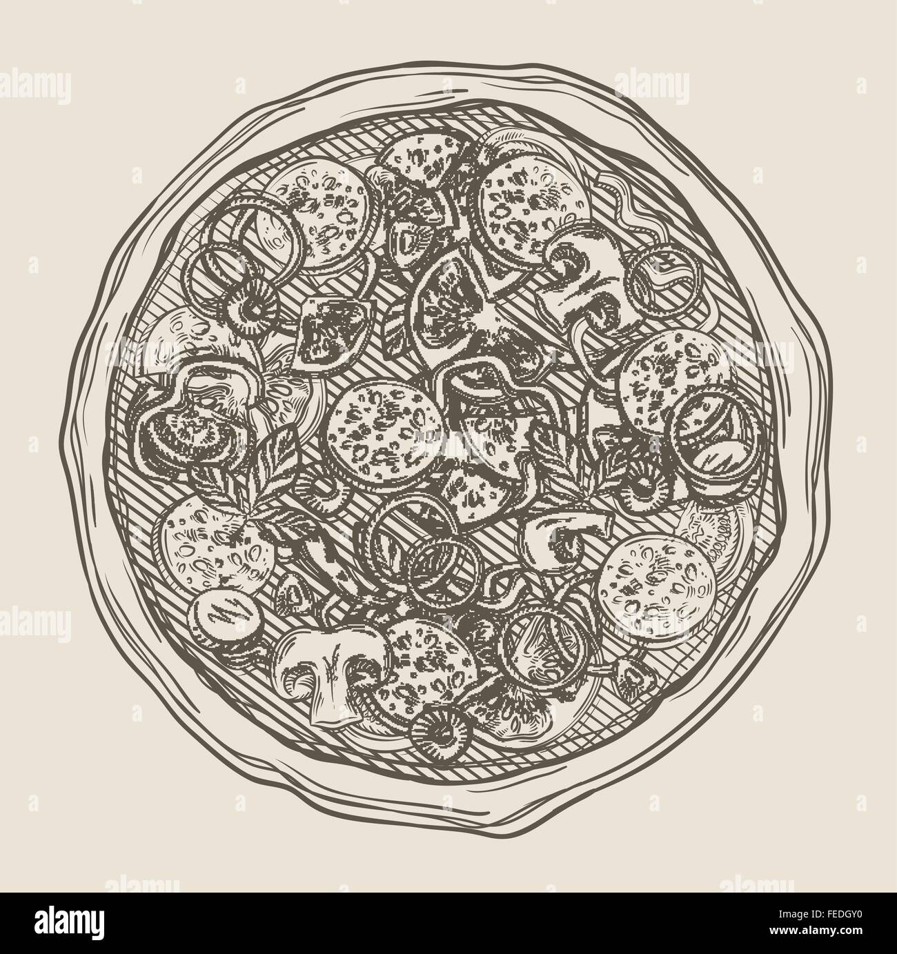 pizza. hand drawn sketch. vector illustration Stock Vector Image & Art ...