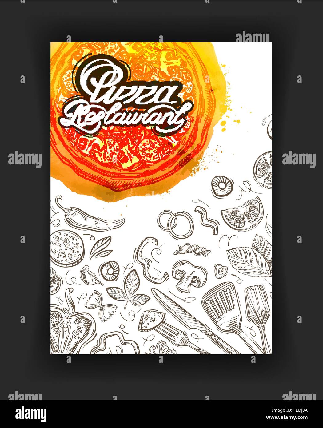 Pizza restaurant, sketch menu, food cafeteria Stock Vector Image & Art ...