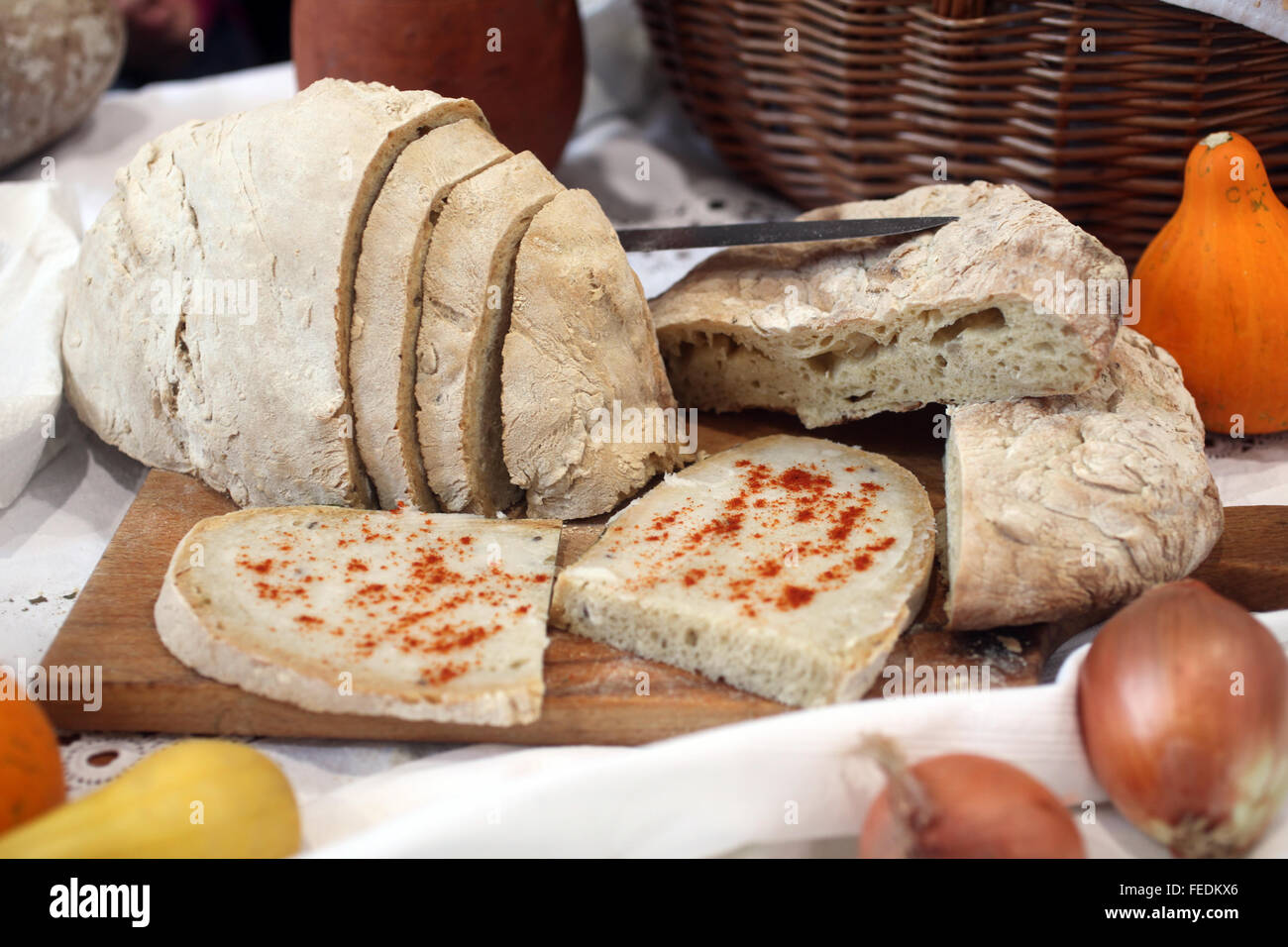 Bread with lard Stock Photo - Alamy