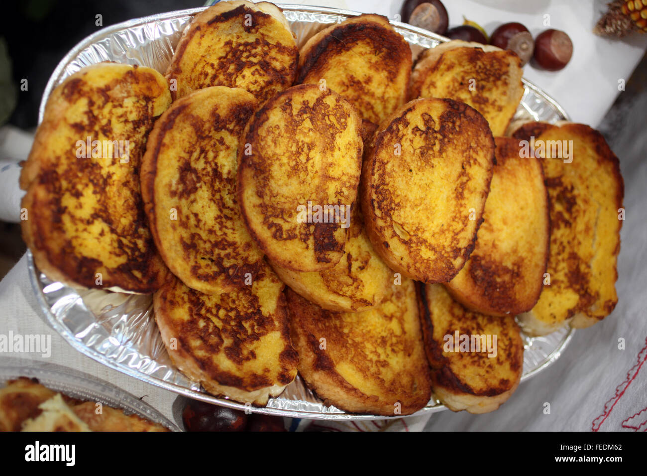 Sweet pieces of toasted bread, fried in egg Stock Photo - Alamy