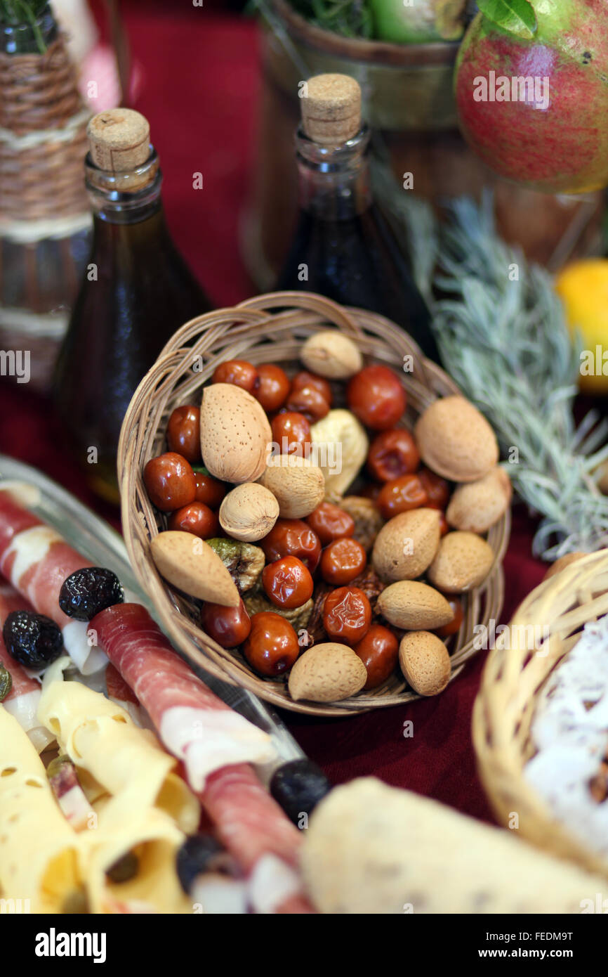 Mediterranean delights: Almonds and Olives Stock Photo - Alamy