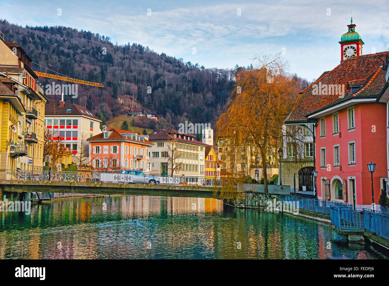 Switzerland thun clock tower bridge hi-res stock photography and images ...
