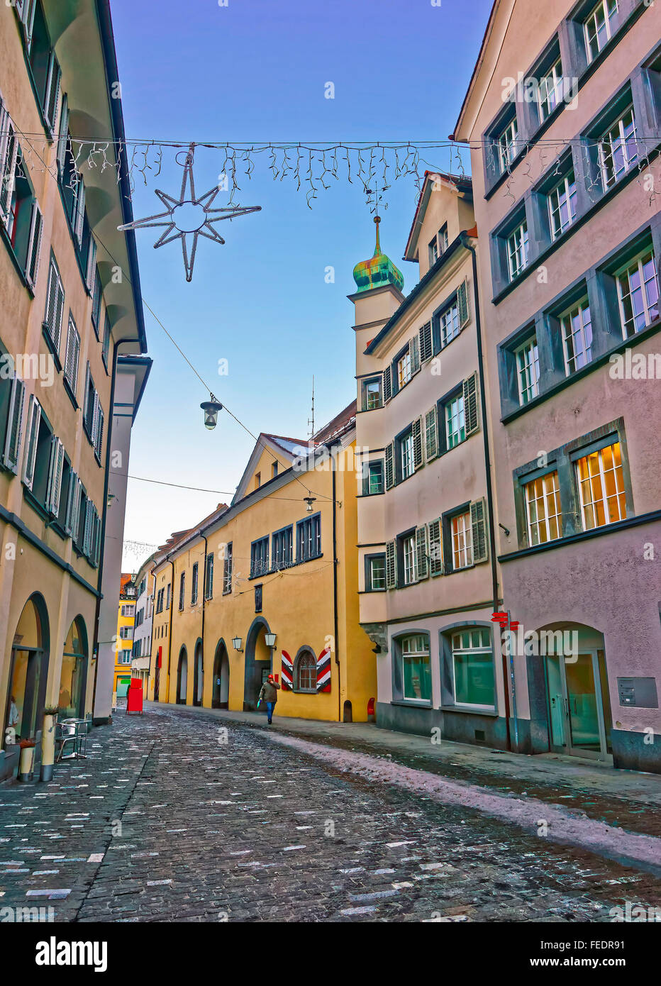 Christmas decoration in the Old City of Chur. Chur is capital of ...