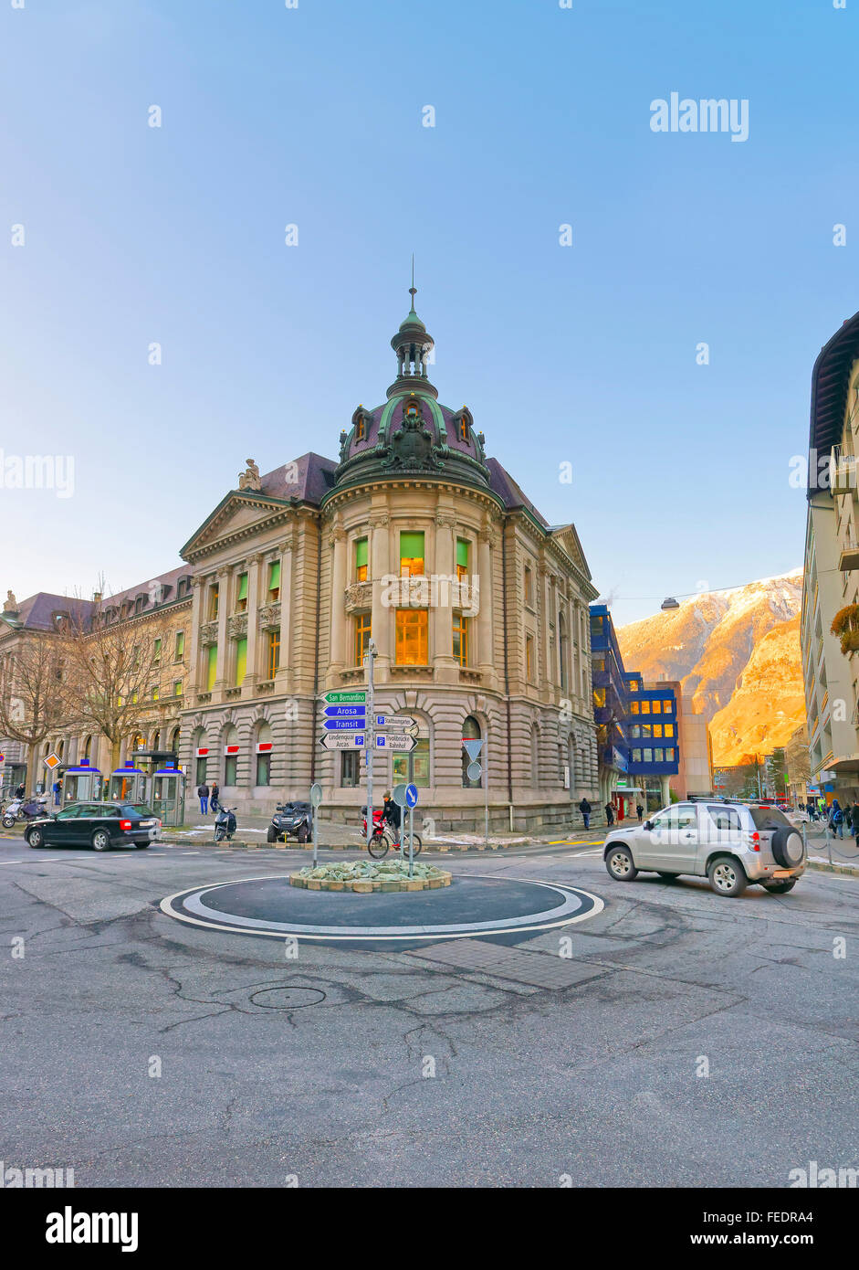 CHUR, SWITZERLAND - JANUARY 1, 2014: City center of the Old Town of ...