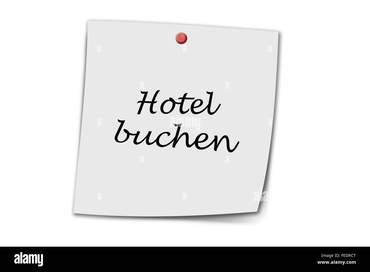 Hotel buchen (german make a hotel reservation) written on a memo ...