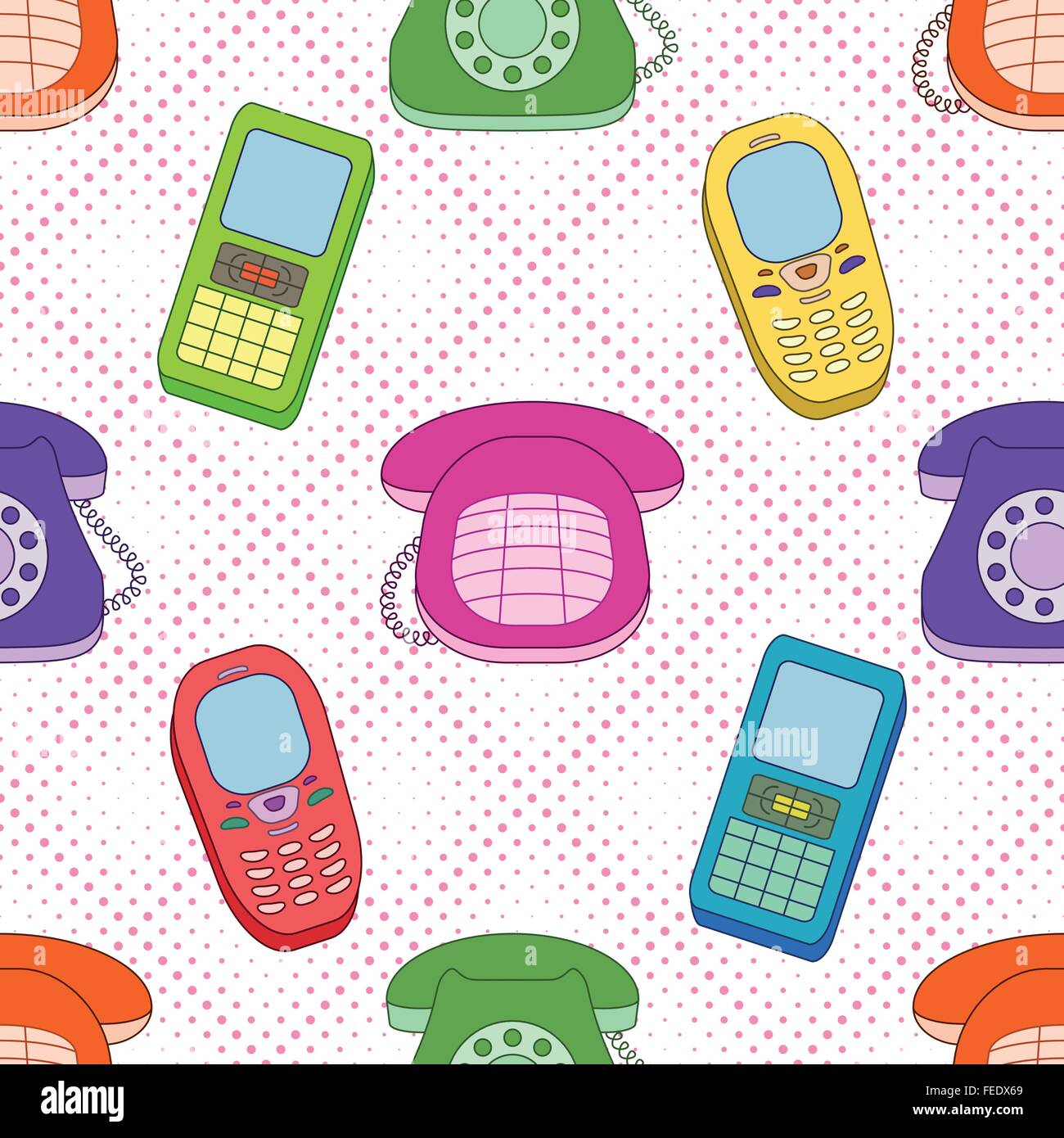 Seamless background, cartoon telephones Stock Vector Image & Art - Alamy