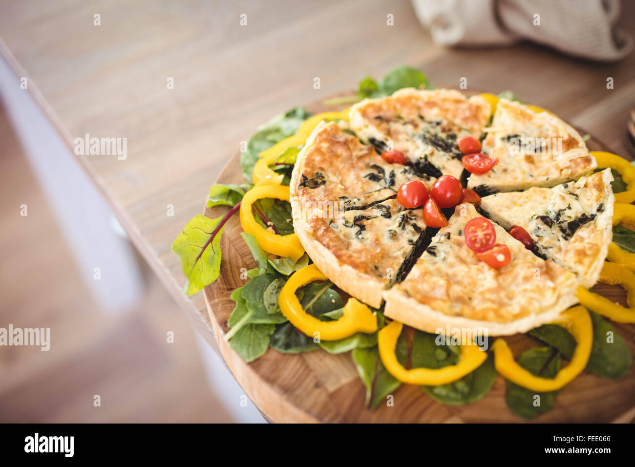 Quiche and salad on table Stock Photo - Alamy
