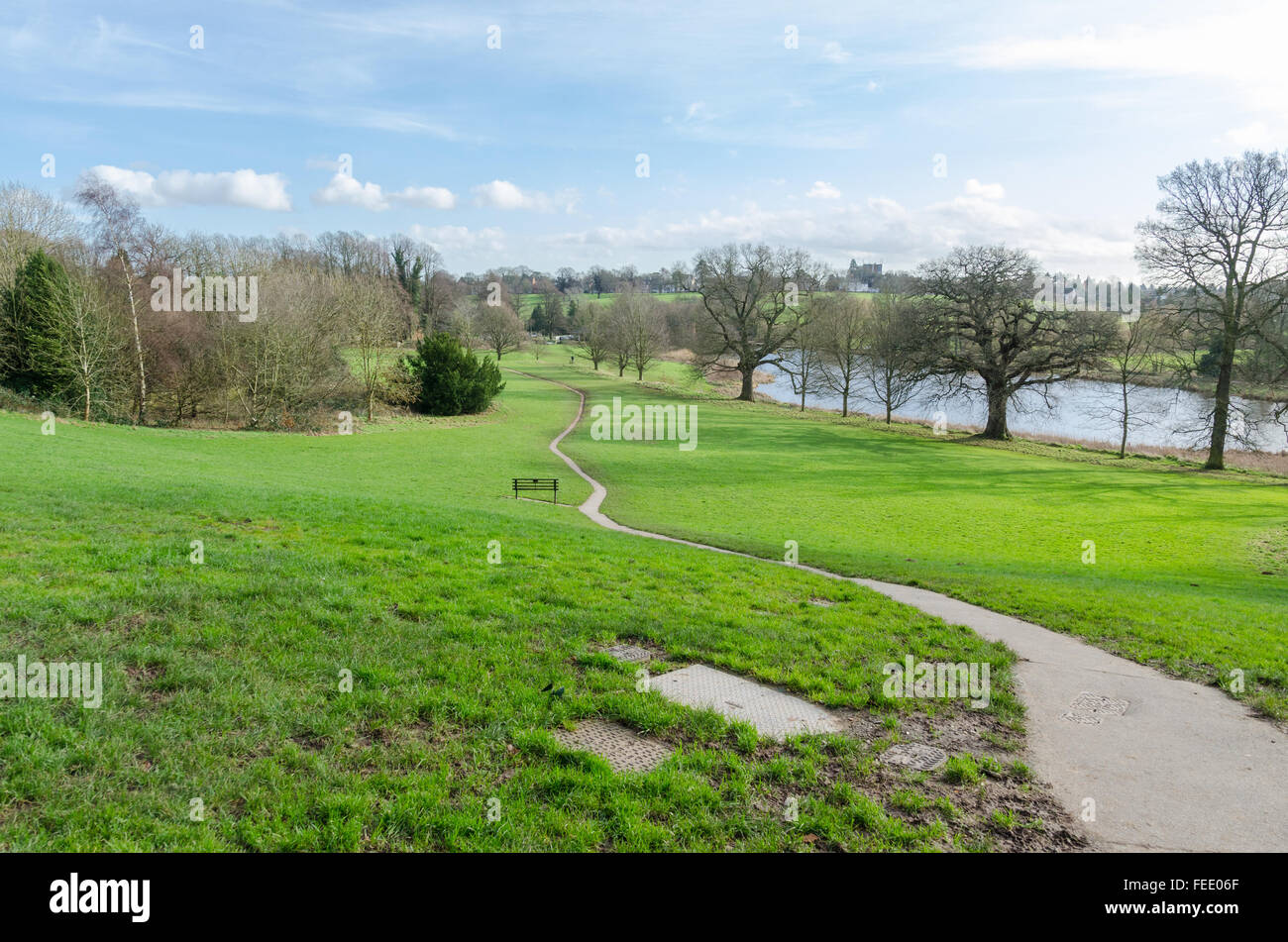 Path running through Abbey Fields in Kenilworth, Warwickshire Stock ...