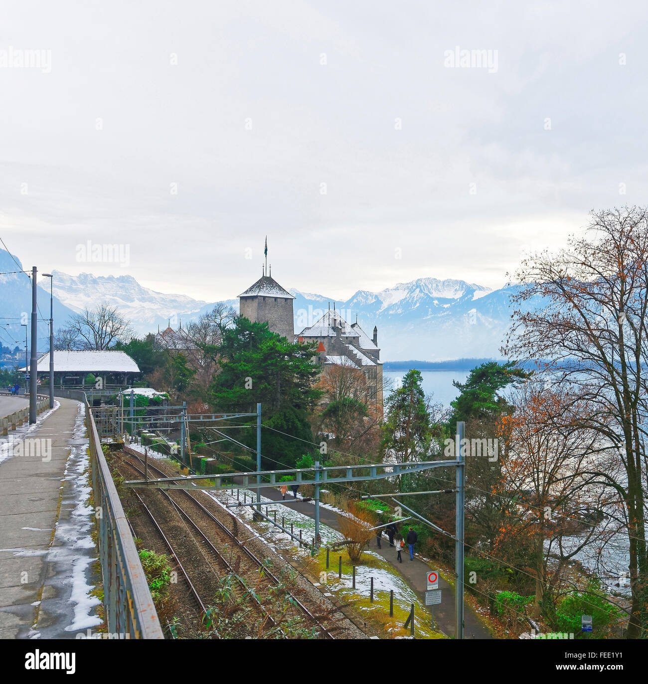 Chillon castle winter hi-res stock photography and images - Alamy