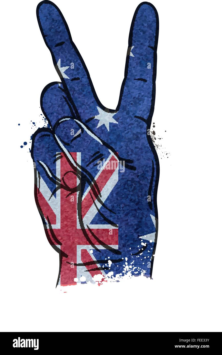 hand gesture of victory. flag Australia. vector illustration Stock ...