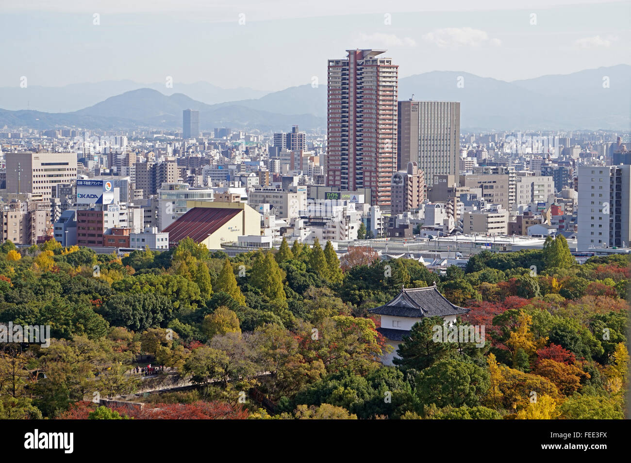 The view from the top floor of Osaka-jo castle, Osaka, Japan Stock ...