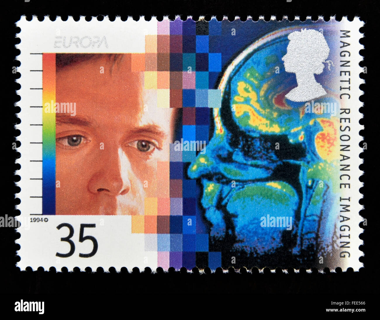 Postage stamp. Great Britain. Queen Elizabeth II. 1994. Europa. Medical ...