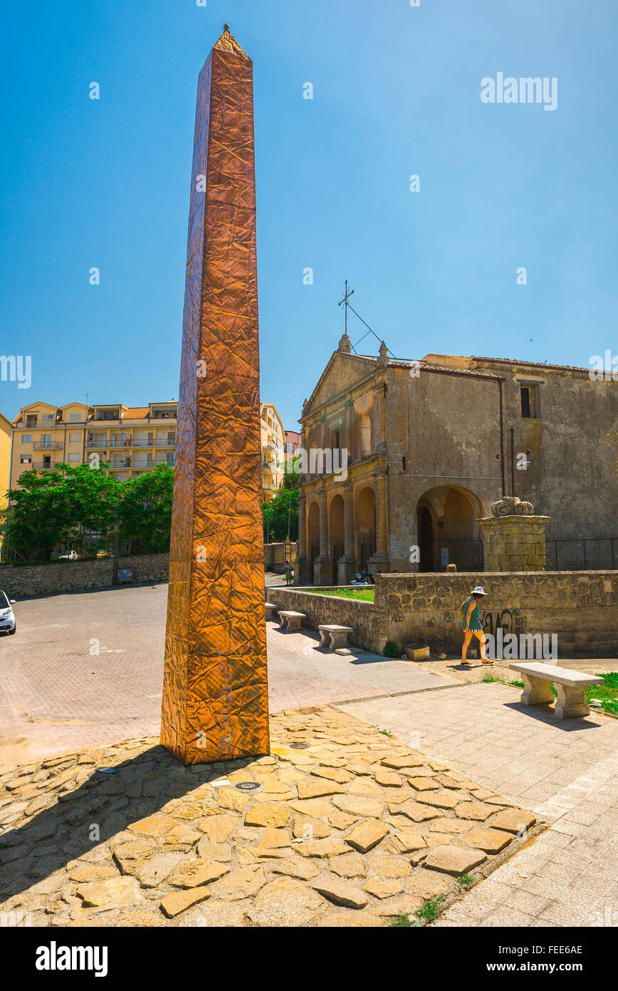 Obelisk Enna, view of the copper plated obelisk dedicated to peace ...