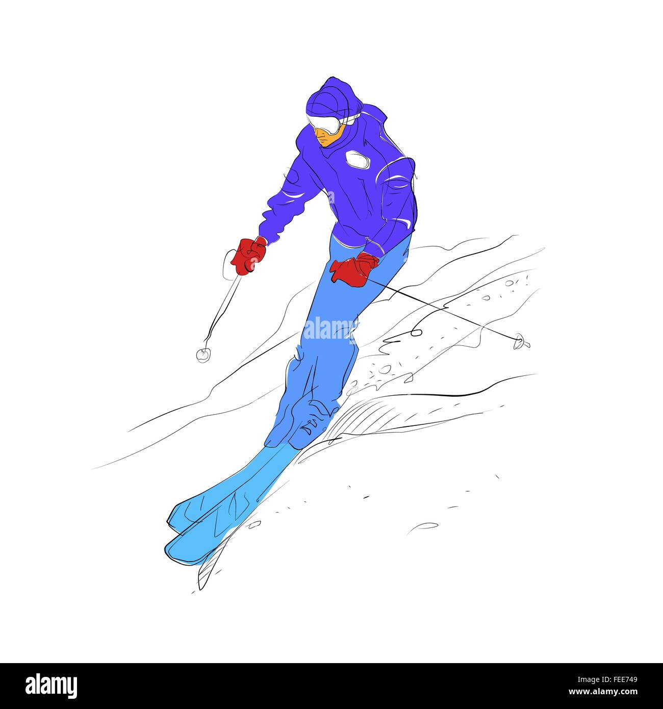 Skier skiing on mountain Cut Out Stock Images & Pictures - Alamy